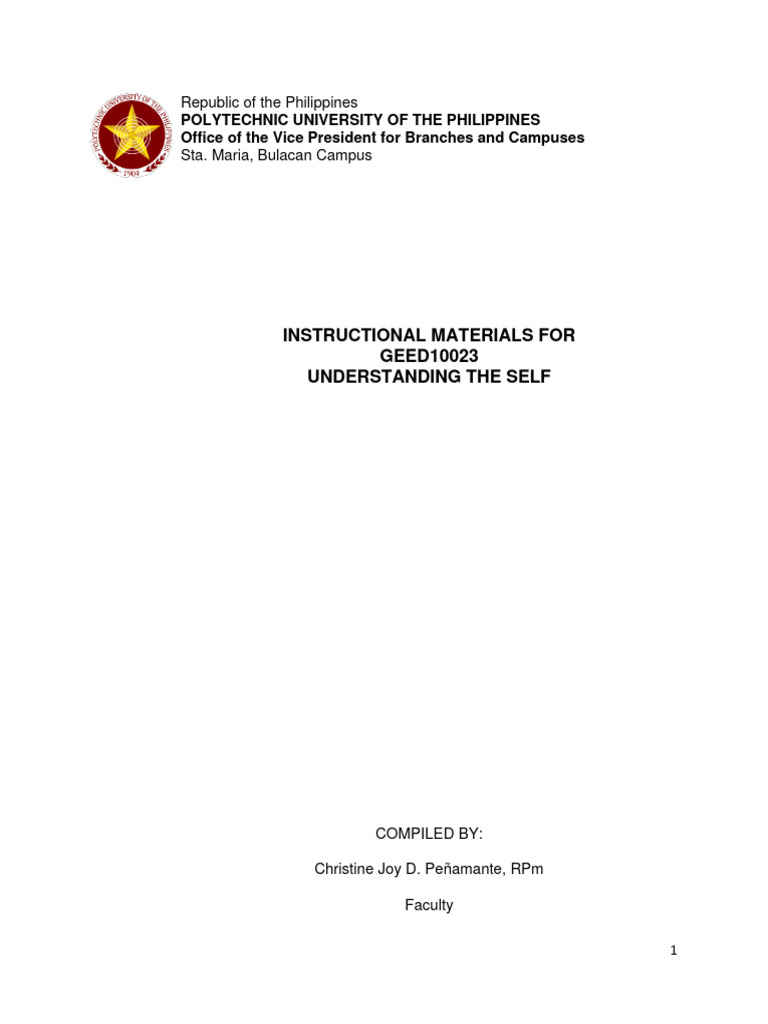 Understanding The Self - Instructional Materials | PDF | Id | Socialization