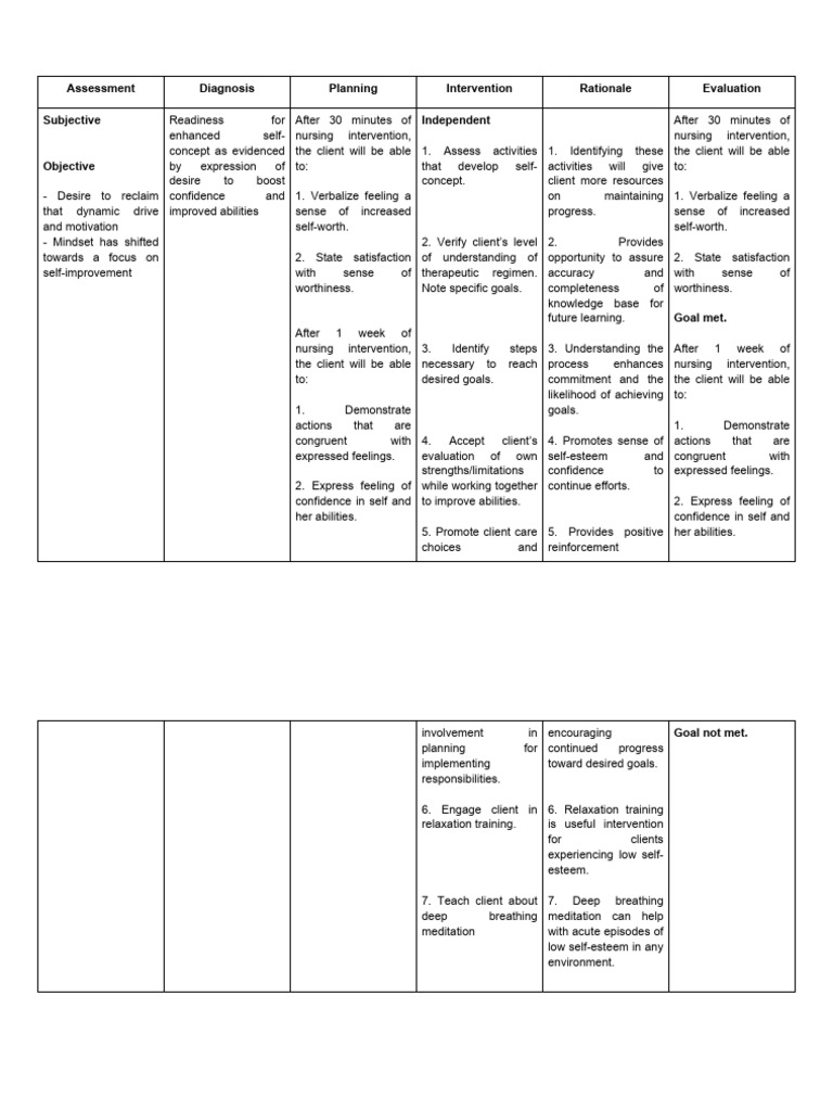 NCP 1 | PDF | Self Esteem | Goal