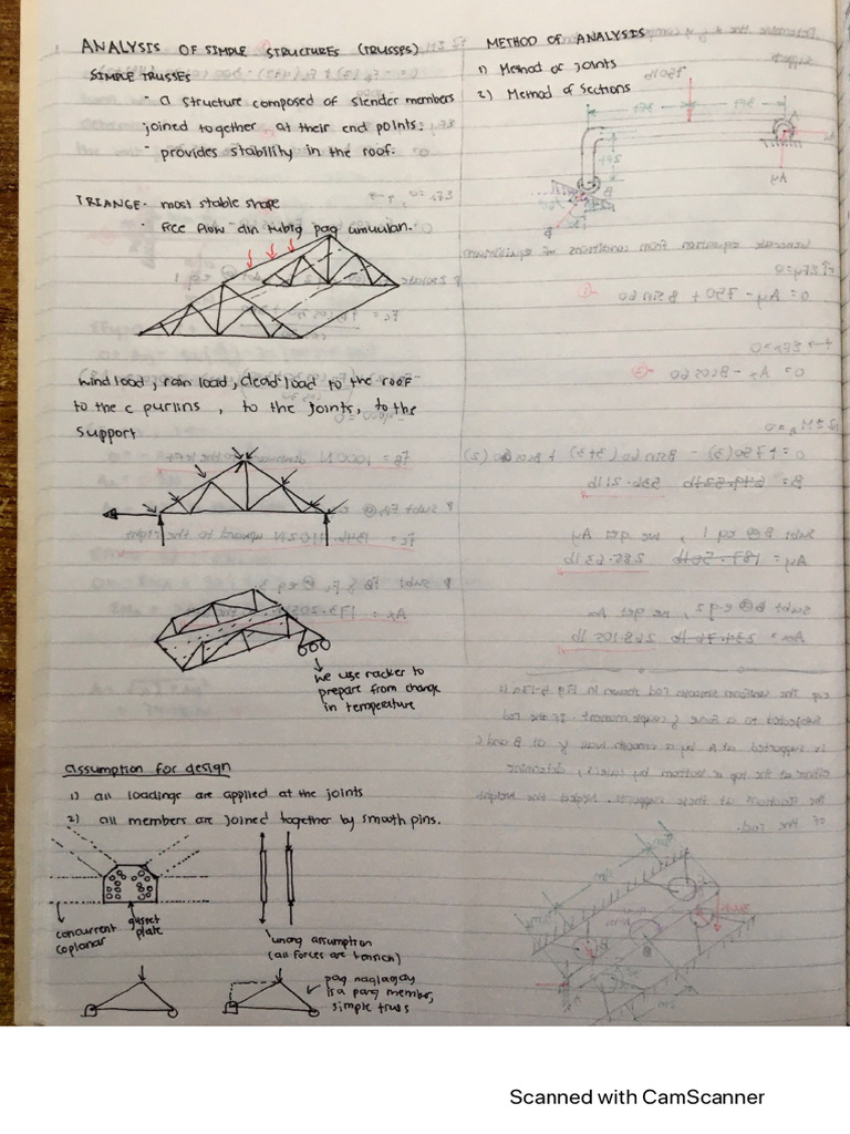 Part 9. Analysis of Simple Structures (Method of Joints, Method of Sections, & Example) | PDF