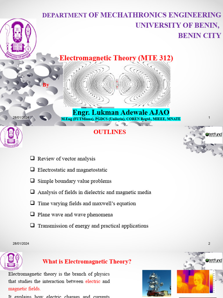MTE 312 Electromagnetic Theory-1 | PDF