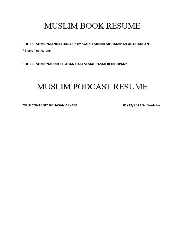 Muslim Book Resume | PDF | Religion & Spirituality