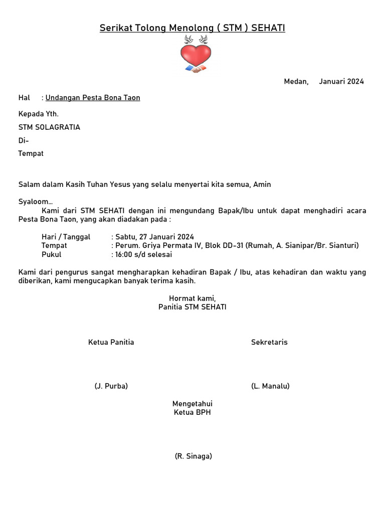 Undangan Pesta Bona Taon STM 2024 | PDF