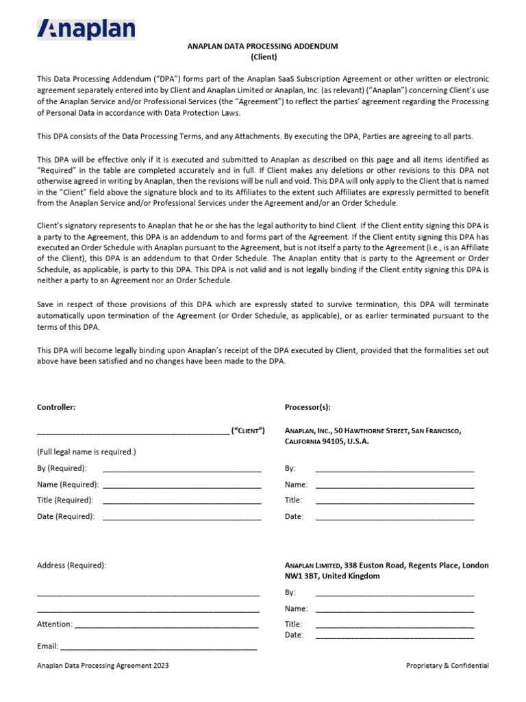 ANAPLAN DPA CCPA April 2021 | PDF | Computer Security | Security