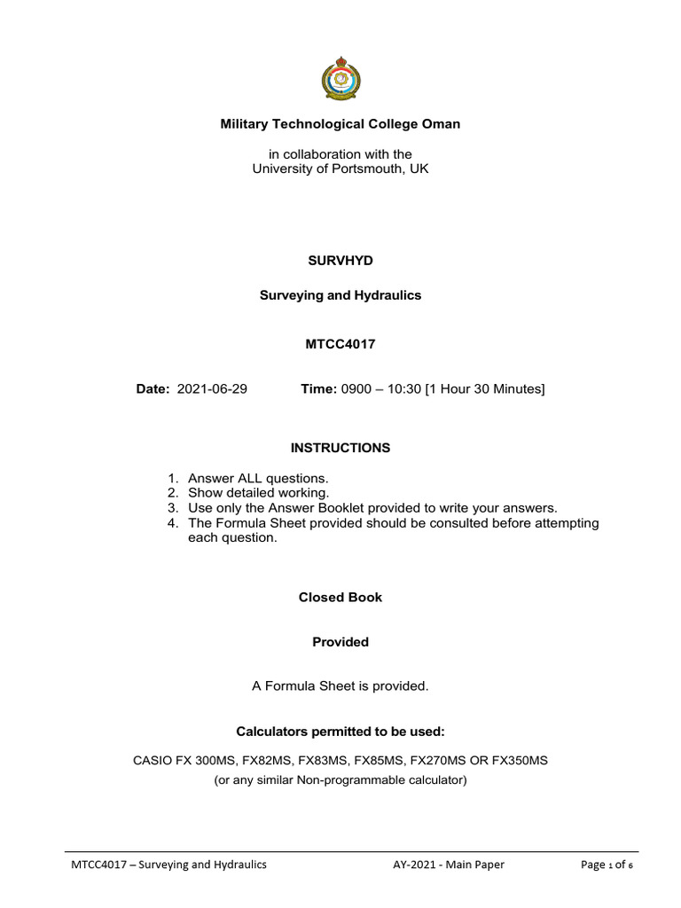 2122 MTCC4017 S2 A3 Fa QP | PDF | Minute And Second Of Arc | Surveying