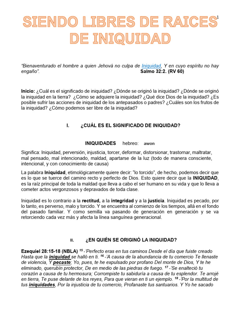 Siendo Libres de Raices de Iniquidad | PDF | Saulo | Pecado