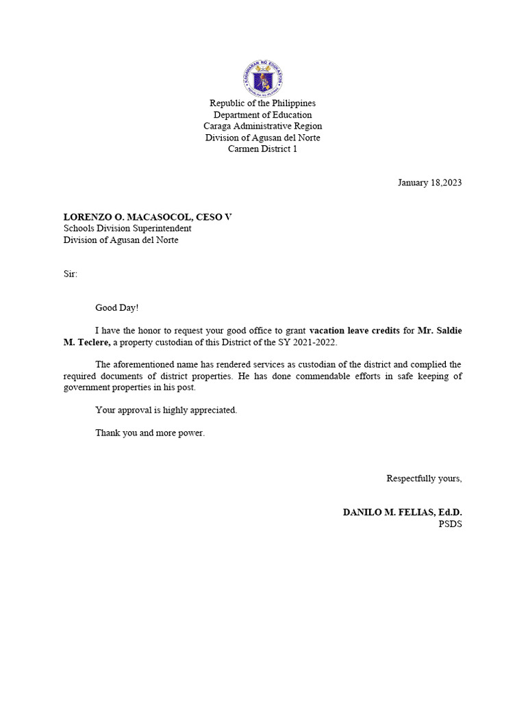 Custodian Letter To Grant | PDF | Philippines