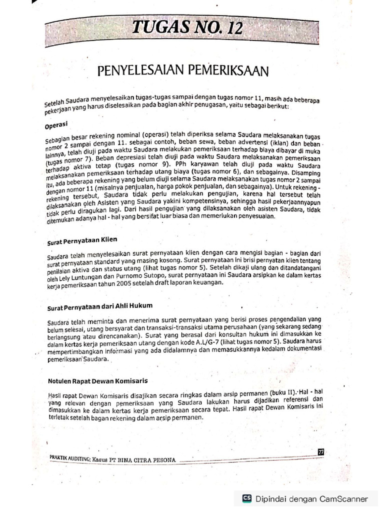 Tugas 12 Penyelesaian Pemeriksaan | PDF