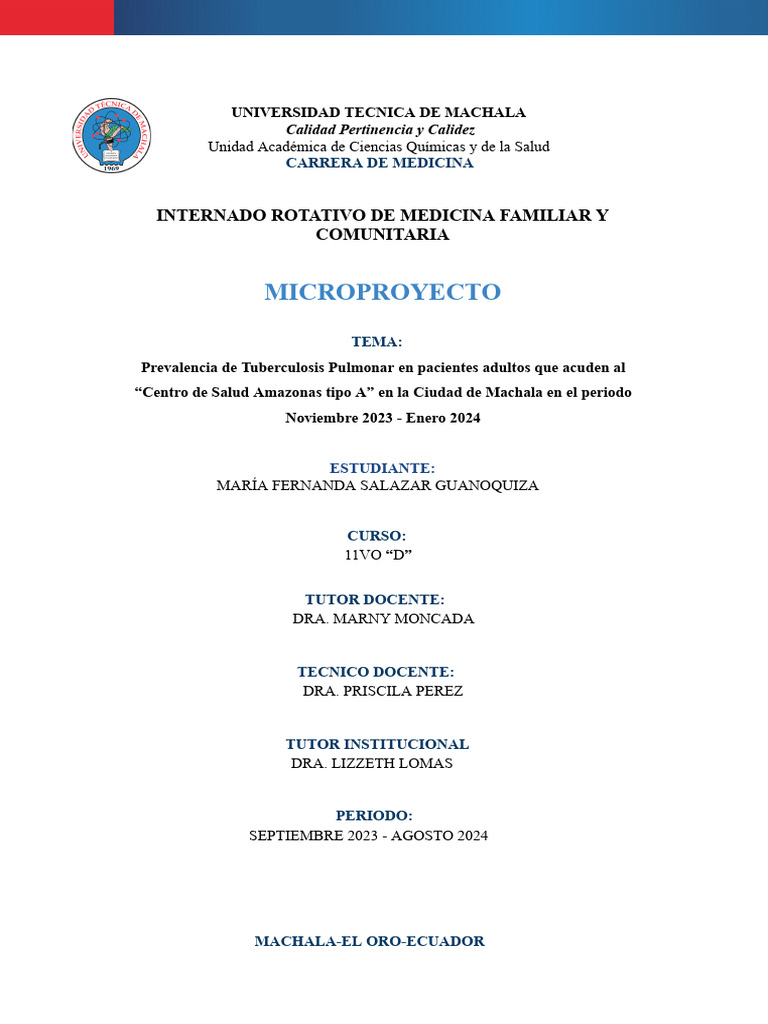 Microproyecto Medicina Familiar y Comunitaria-2 | PDF | Tuberculosis | Sistema inmune