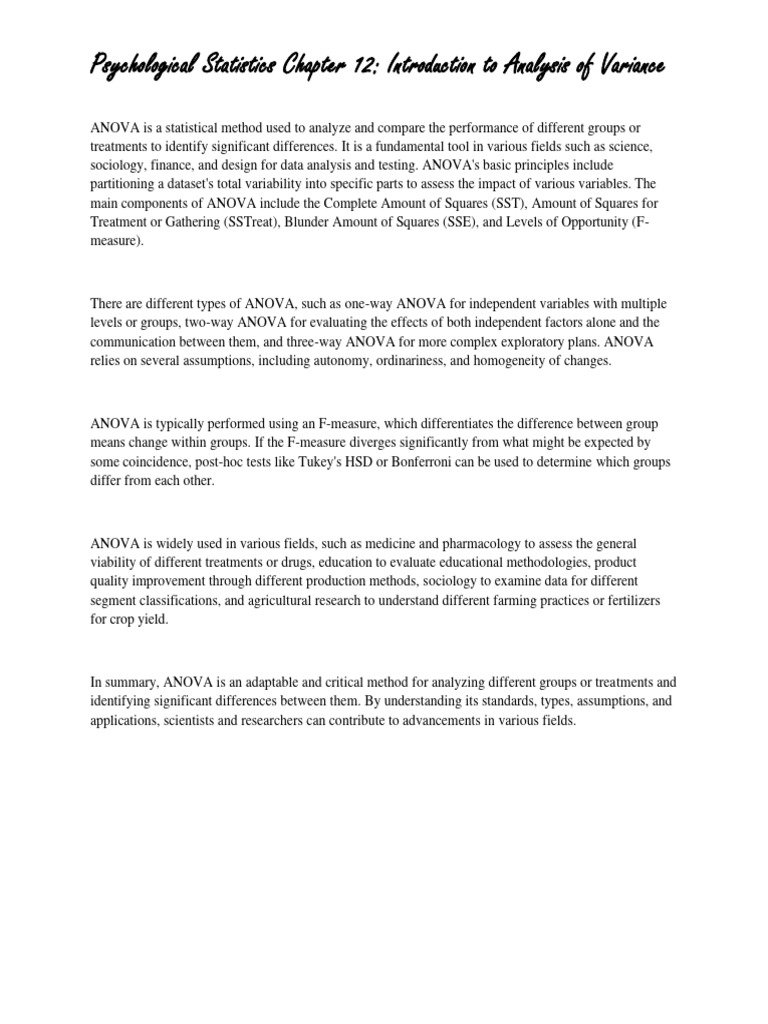 Psychological Statistics Chapter 12 | PDF