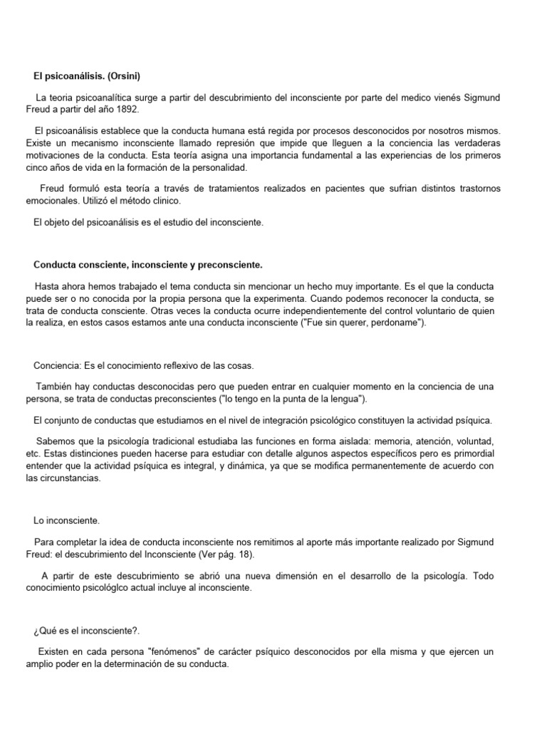 El Psicoanálisis | PDF | Carné de identidad | Mente inconsciente