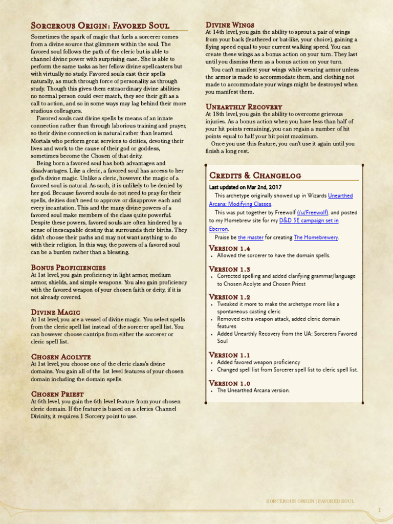 Sorcerous-Origin - Favored-Soul 5e | PDF