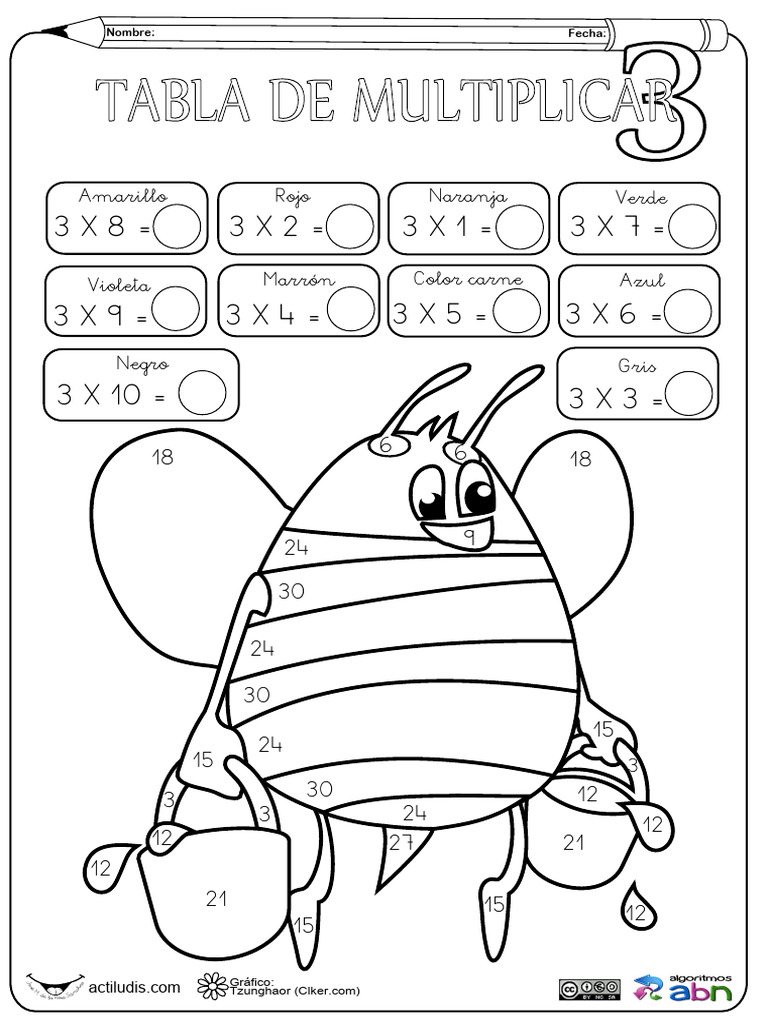 Tabla de Multiplicar del 3 para Niños | PDF | Tecnicas artisticas | Ligero