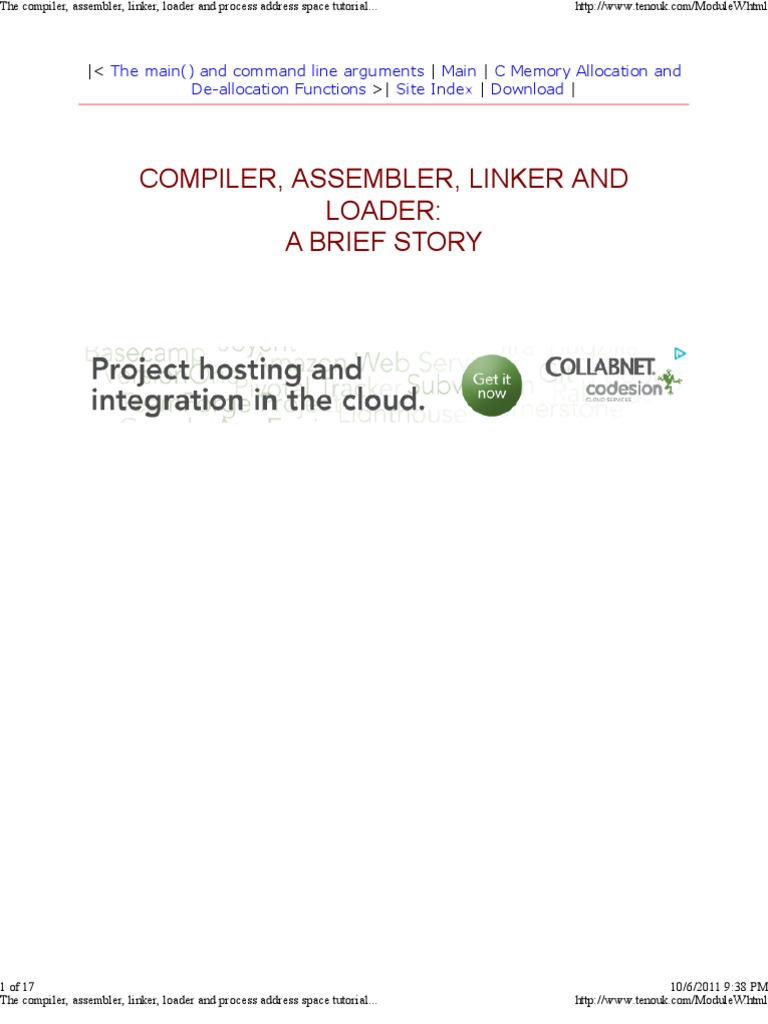 The Compiler, Assembler, Linker, Loader and Process Address Space ...