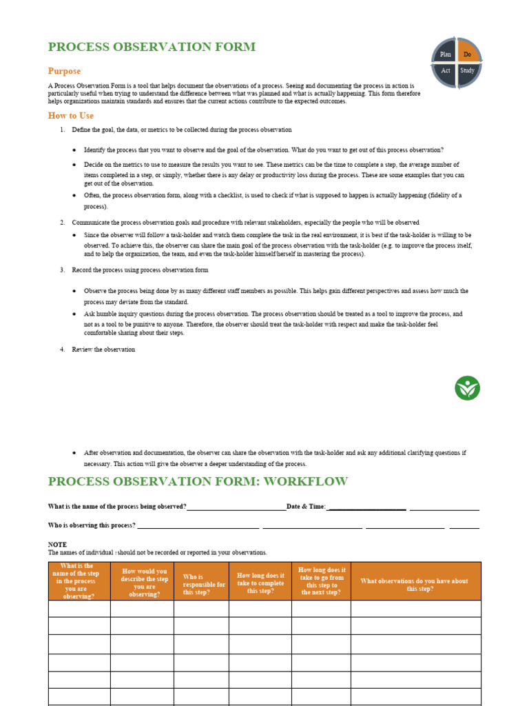 Process Observation Form | PDF | Cakes | Observation