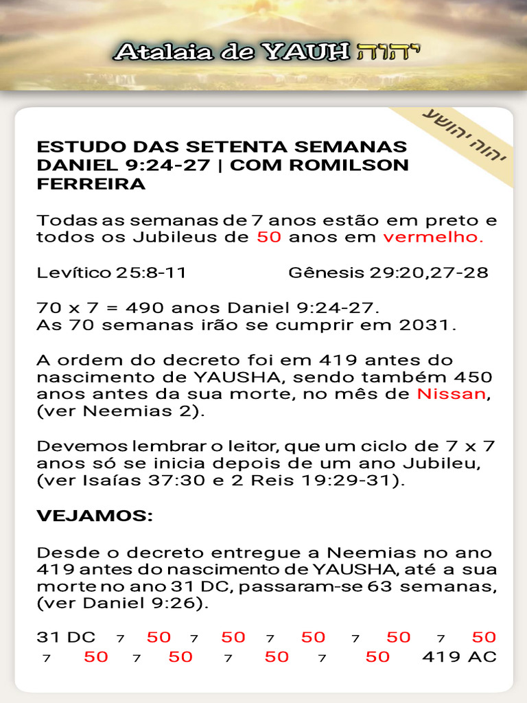 Apostilha As Setenta Semanas Com Romilson Ferreira | PDF | Métodos e Materiais de Ensino