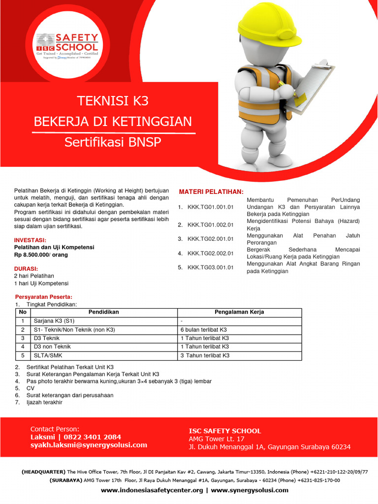 Sertifikasi K3 Bekerja di Ketinggian | PDF | Teknologi & Rekayasa