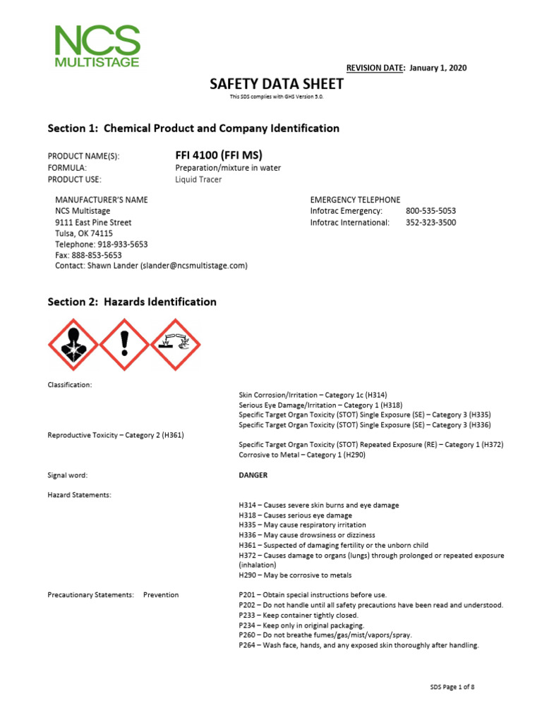 Ffi 4100-NCS | PDF | Personal Protective Equipment | Dangerous Goods
