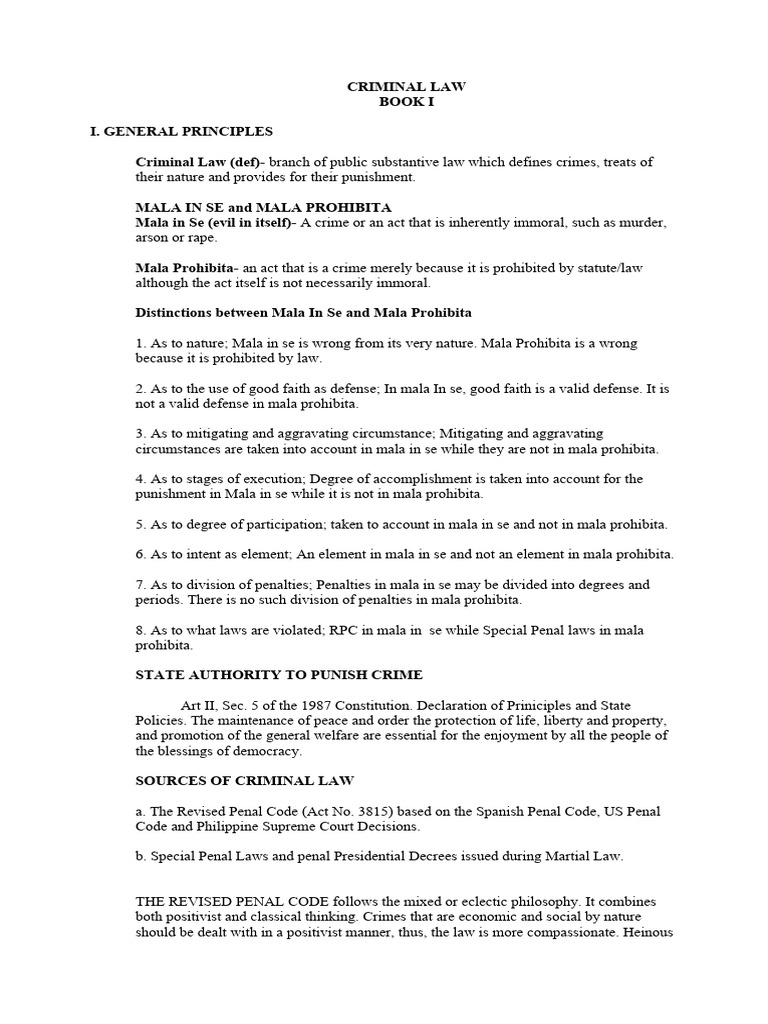 CRIMINAL LAW 1st | PDF | Intention (Criminal Law) | Crimes