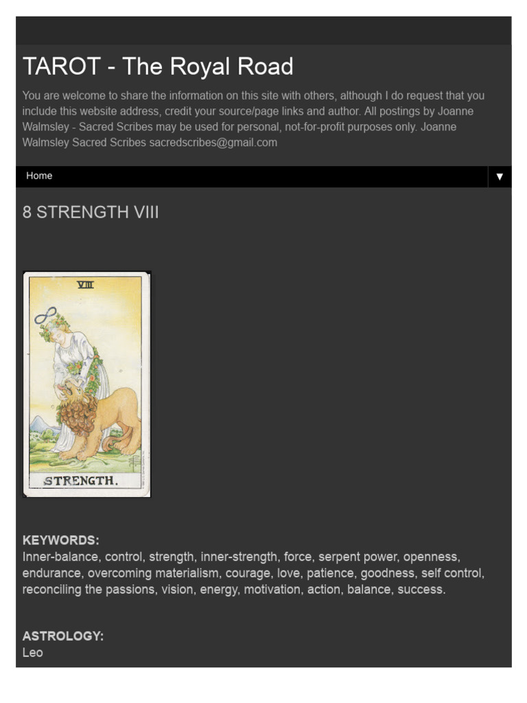 Understanding the Strength Tarot Card | PDF | Courage | Patience
