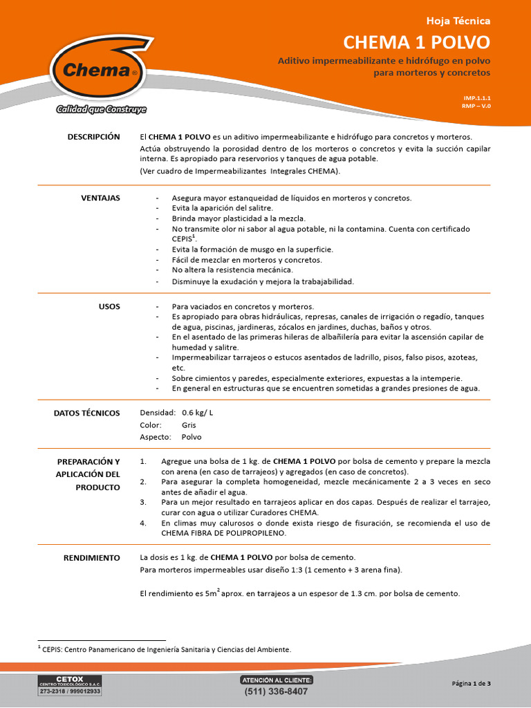 HT - Chema 1 Polvo | PDF | Mortero (Albañilería) | Hormigón