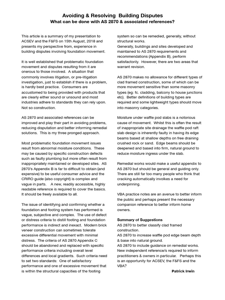 What Can Be Done With As 2870 | PDF