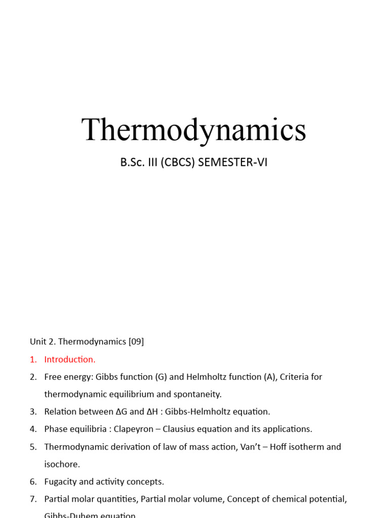 Thermodynamics Complete | PDF | Gibbs Free Energy | Thermodynamics