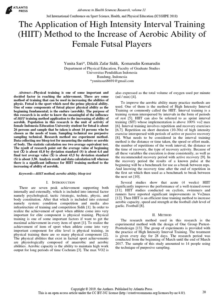 HIIT Method Female Futsal Players | PDF | High Intensity Interval ...