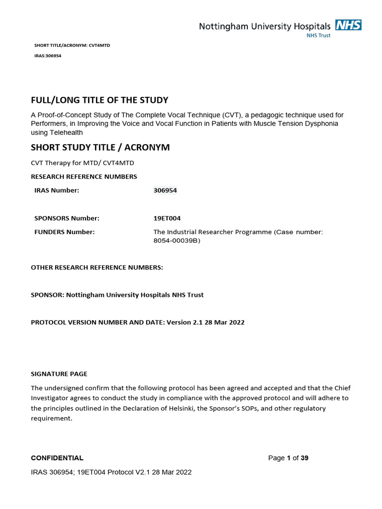 Vocal Therapy for MTD Patients | PDF | Human Voice | Singing