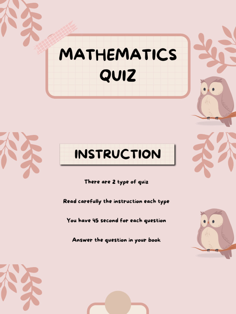 Mathematics Quiz Instructions and Questions | PDF | Teaching Methods ...