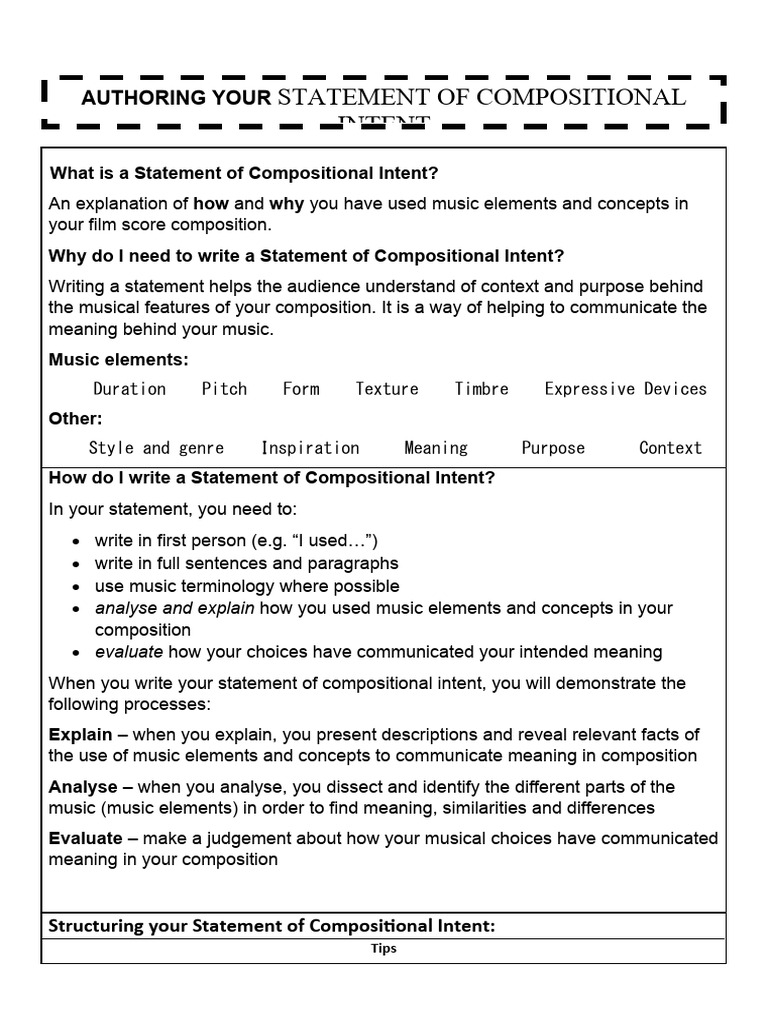 Compositional Intent Statement Guide | PDF | Foreign Language Studies