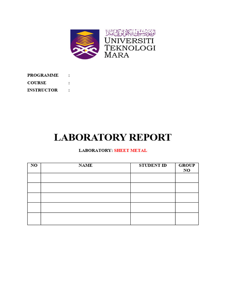 Template Lab Report Mem460 | PDF | Bracket | Experiment