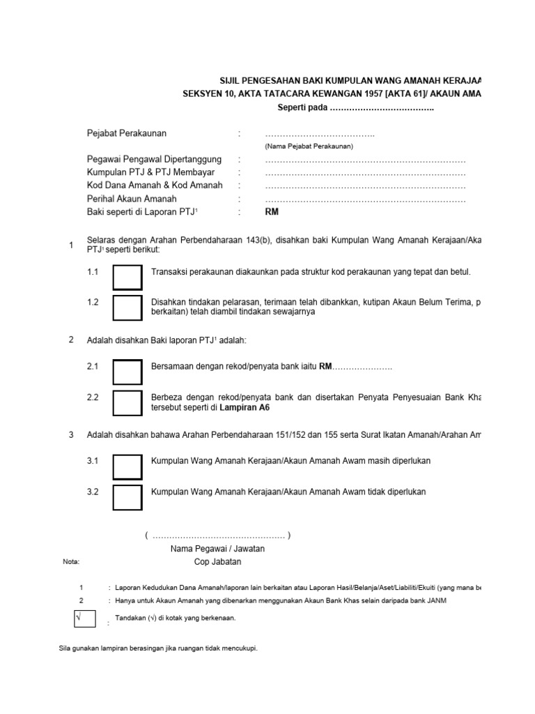 Lampiran A4 (1) Sijil Pengesahan Baki PTJ Membayar | PDF