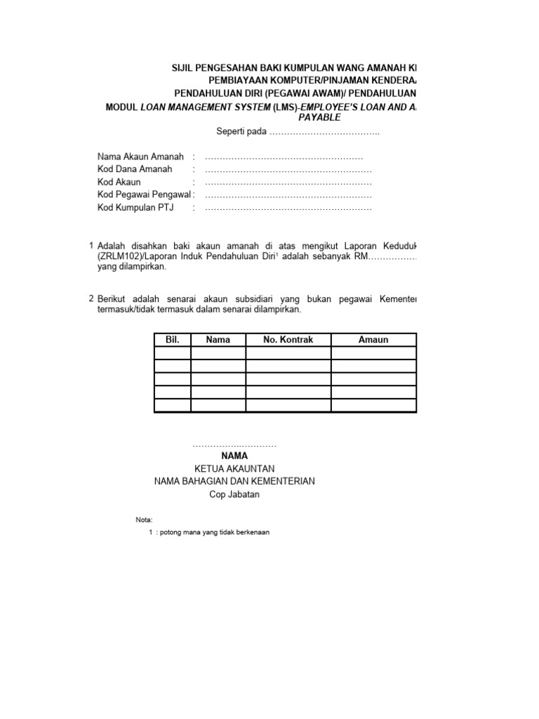 Lampiran A10 Sijil Pengesahan Baki Pembiayaan | PDF