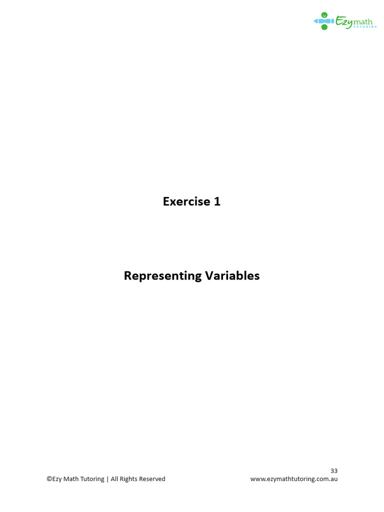 Year 7 Maths - Algebra - Representing Variables - Questions (Ch2 Ex1) | PDF | Mathematics