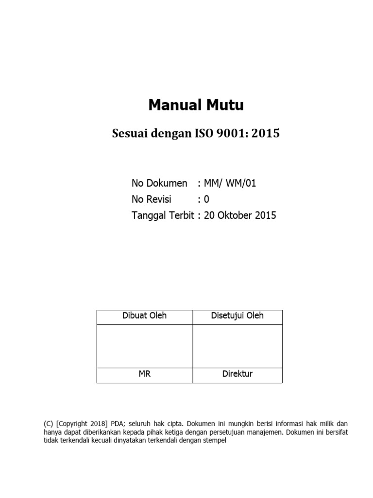 MM - WM.01 Manual Mutu | PDF