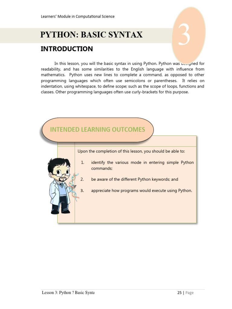 Lesson 3 | PDF | Python (Programming Language) | Reserved Word
