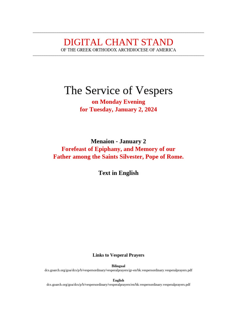 The Service of Vespers: Digital Chant Stand | PDF | Glory (Religion ...