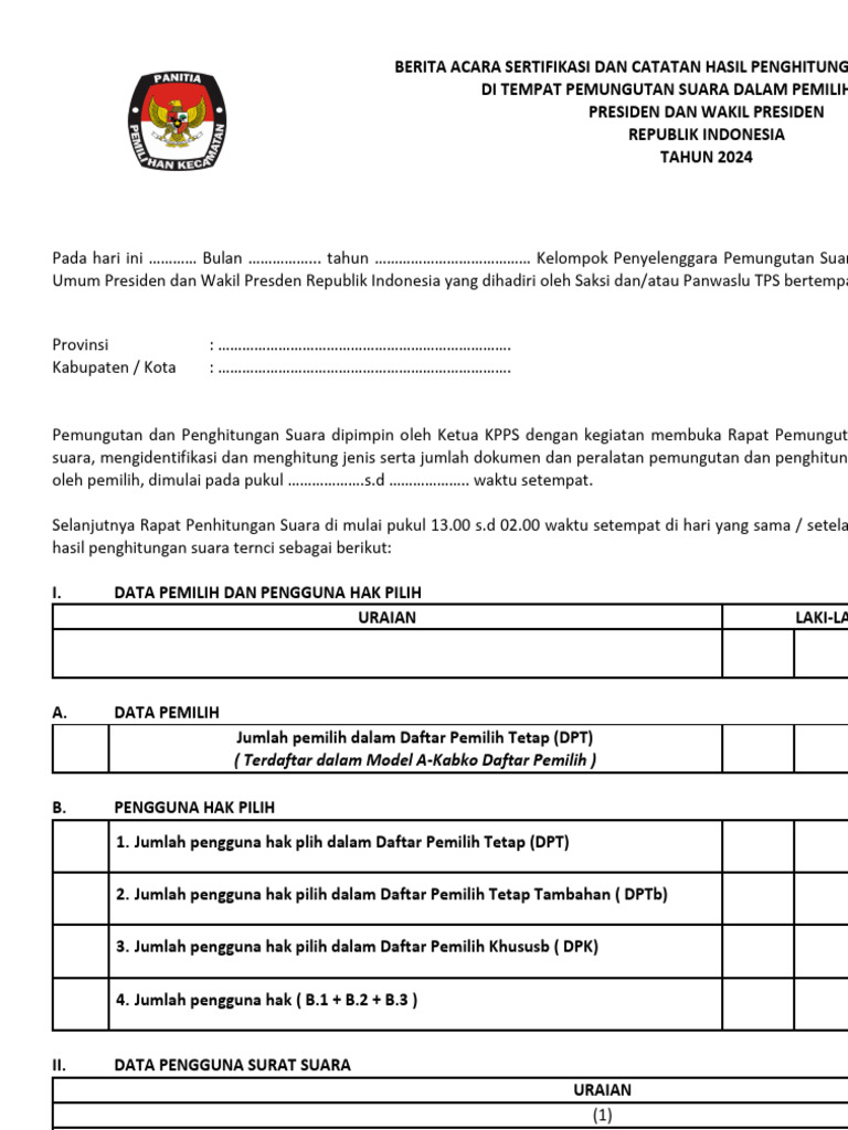 Hasil Penghitungan Suara Pilpres 2024 | PDF | Politik