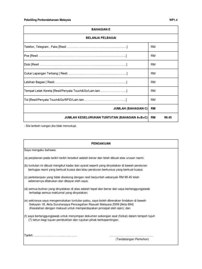 Bahagian E: Pekeliling Perbendaharaan Malaysia WP1.4 | PDF