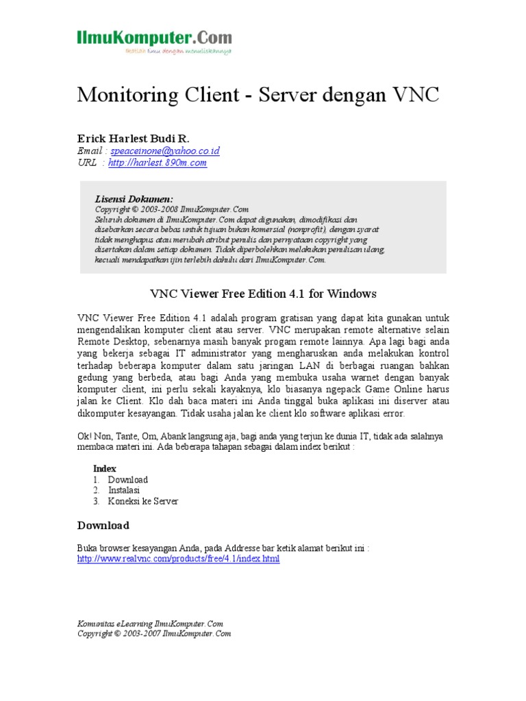 Monitoring Client - Server Dengan VNC | PDF | Komputer