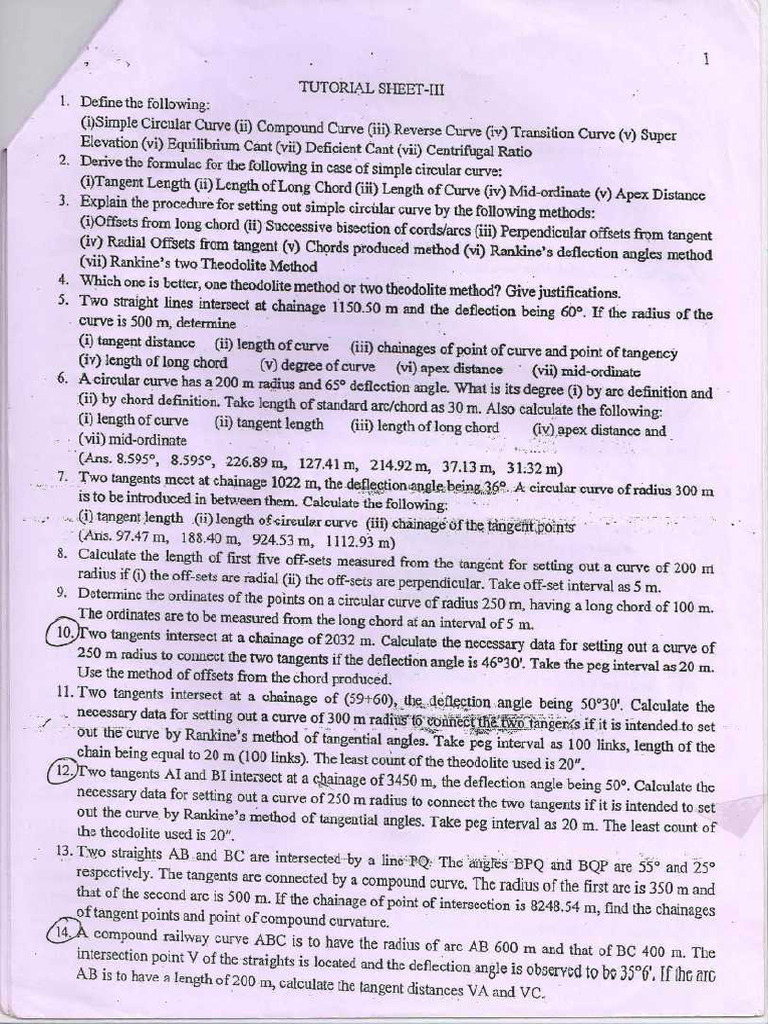 Tutorial Sheet 3 - Levelling | PDF