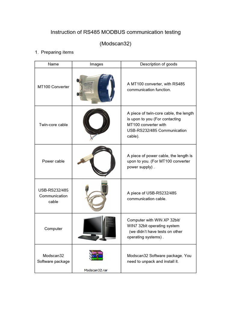 Instruction of RS485 MODBUS For MT100 | PDF | Electronics ...