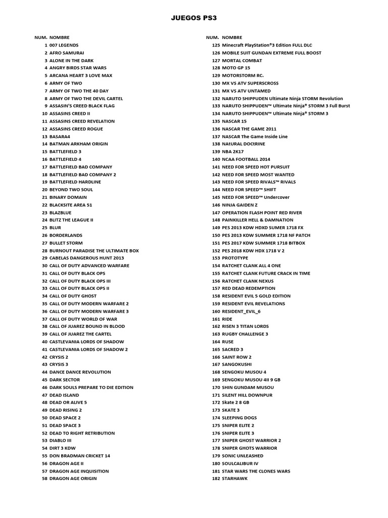 ps3 Juegos | PDF
