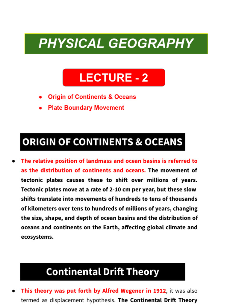 Origin of Continents & Oceans | PDF | Plate Tectonics | Geological ...