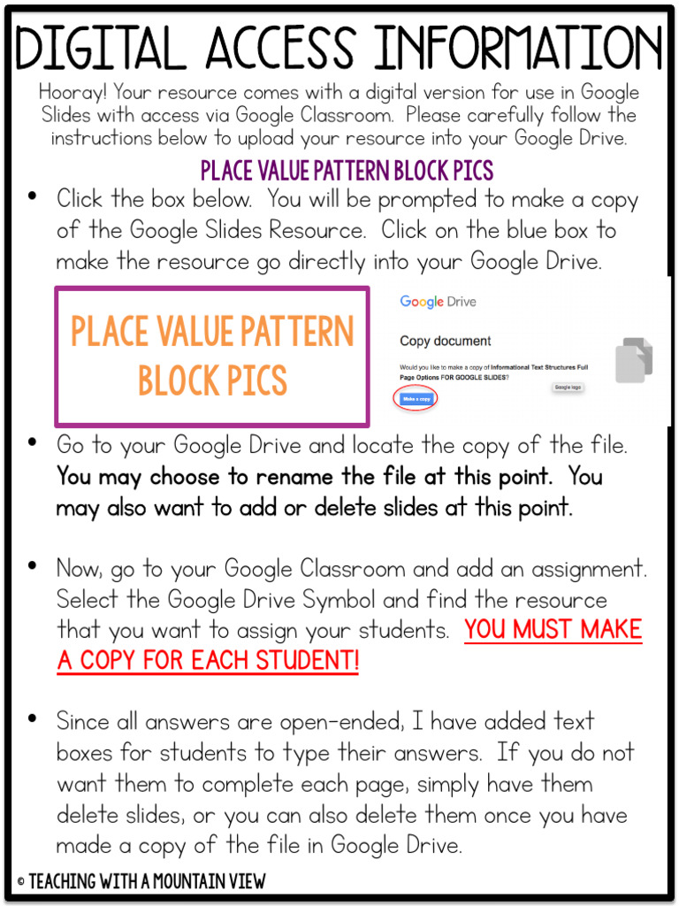 Google Classroom Access Place Value Pattern Block | PDF