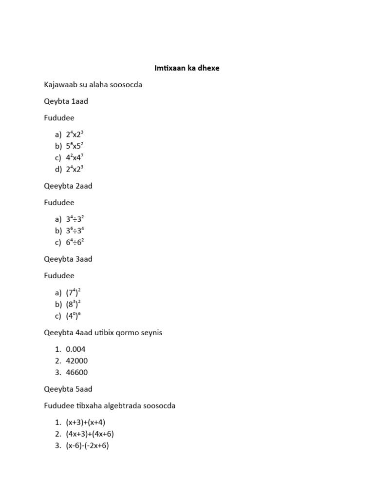 Xisaab 8aad Cabdicasiis | PDF
