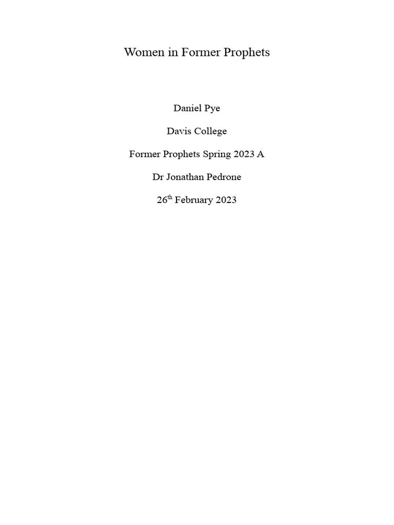 Women in Former Prophets | PDF