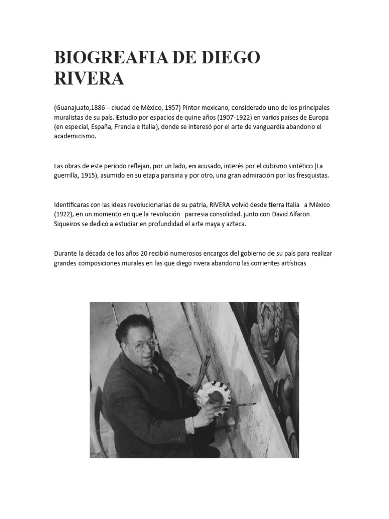 Biogreafia de Diego Rivera | PDF