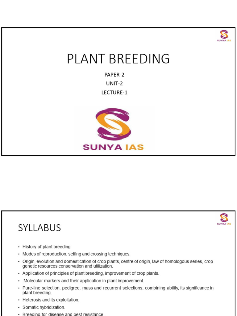 Unit - 2 Plant Breeding | PDF