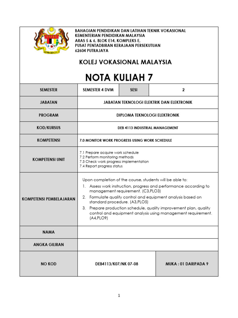 Nota Kuliah 7 | PDF